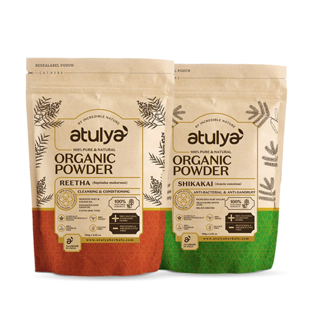 100% Pure & Natural Organic Powder- Reetha & Shikakai-Pack of 2 – atulya